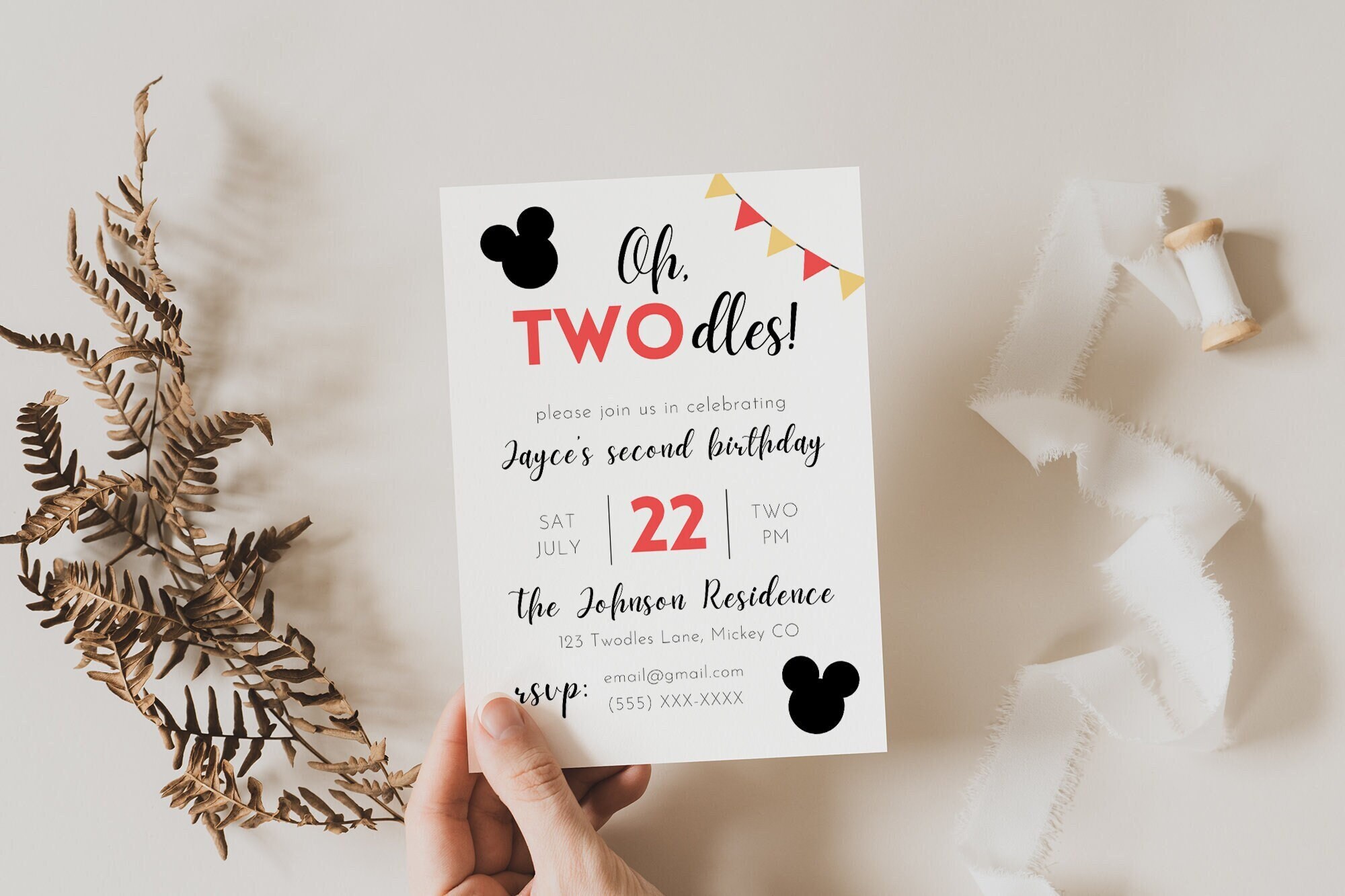 Mickey Mouse Invitation Mickey Mouse 2nd Birthday Invitation - Etsy