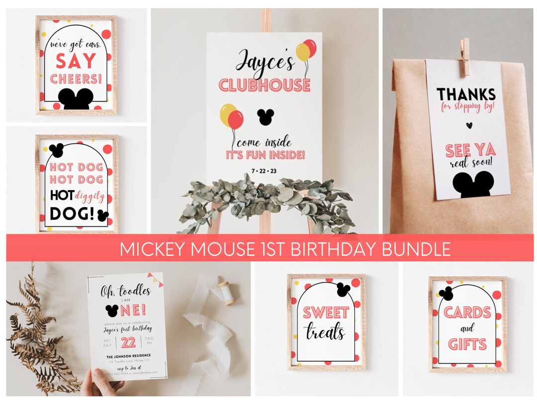 Mickey Mouse Party Bundle, Mickey Mouse Invitation Template, Boy Party ...