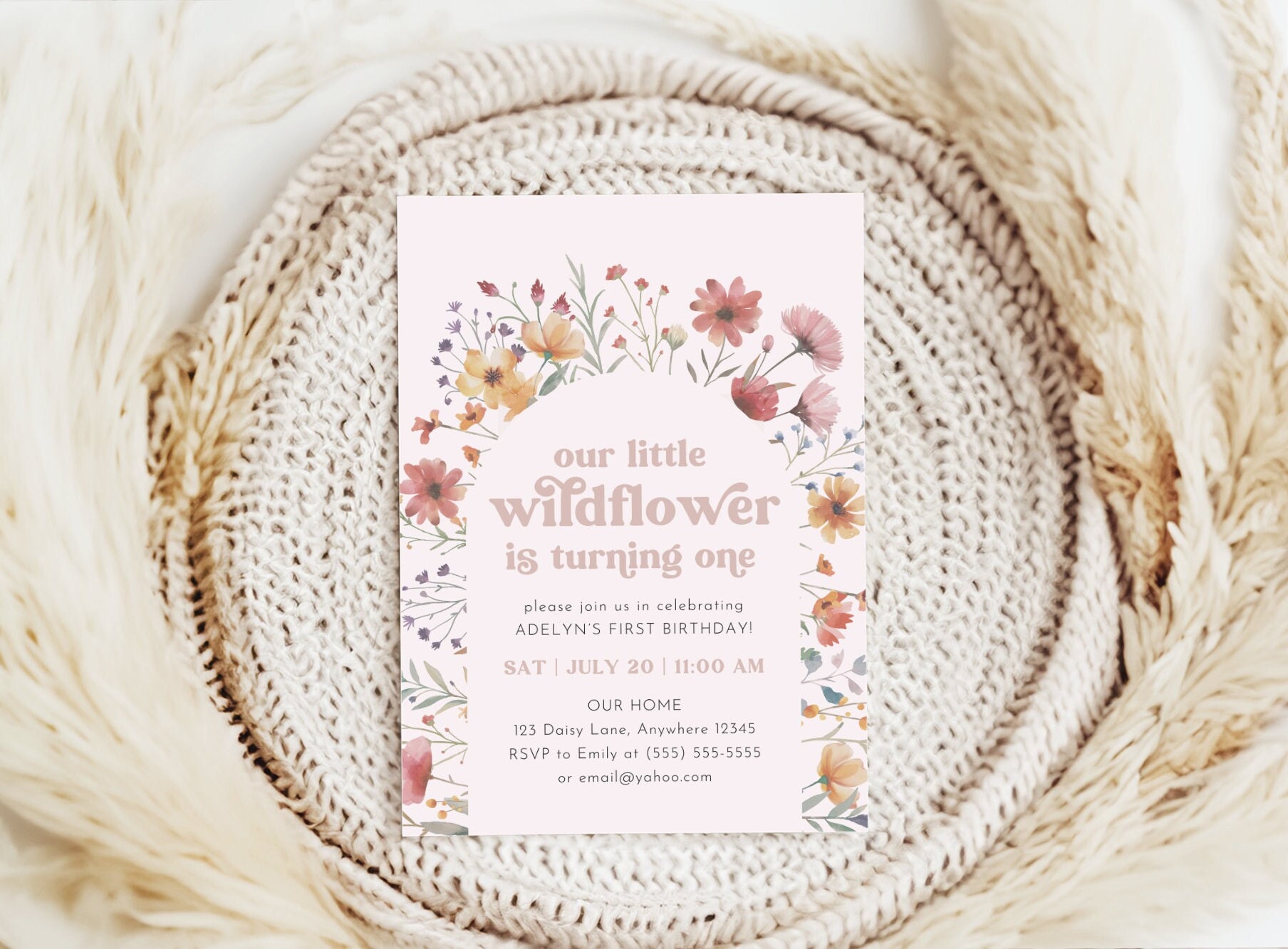 Editable Wildflower Birthday Invitation, Little Wildflower Birthday ...