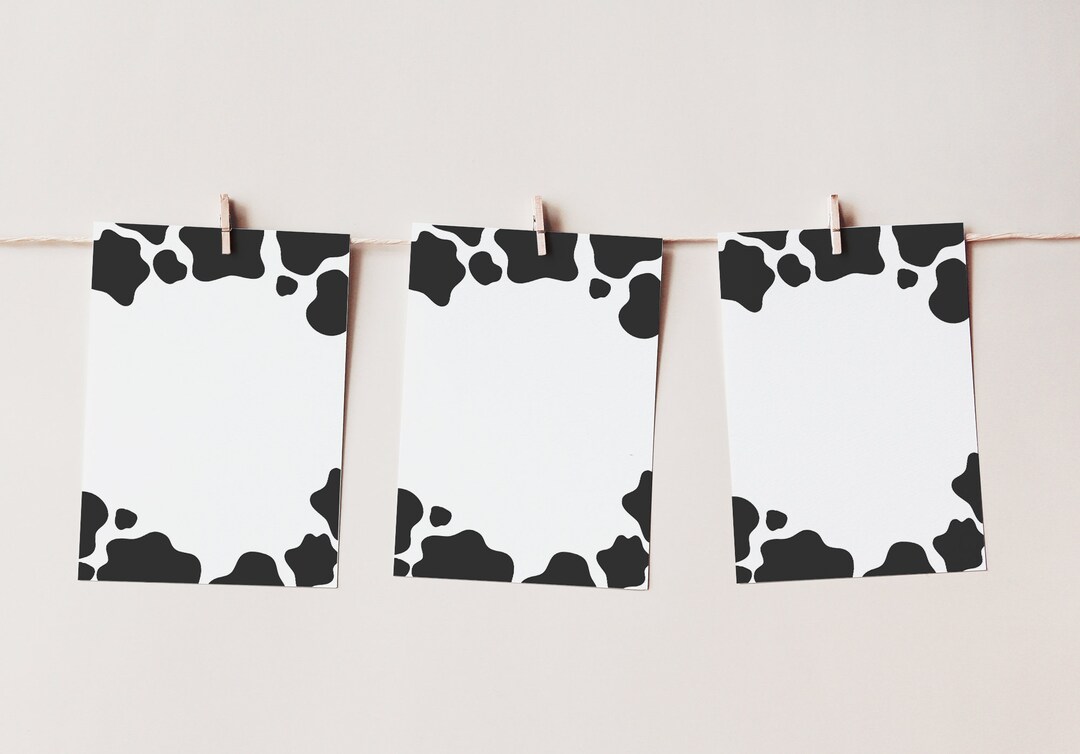 CUSTOM 5x7 Cow Print Border Cards, Blank Cow Print Cards, Instant ...