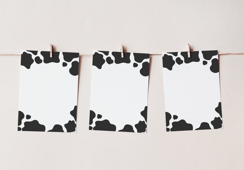 CUSTOM 5x7 Cow Print Border Cards, Blank Cow Print Cards, Instant ...