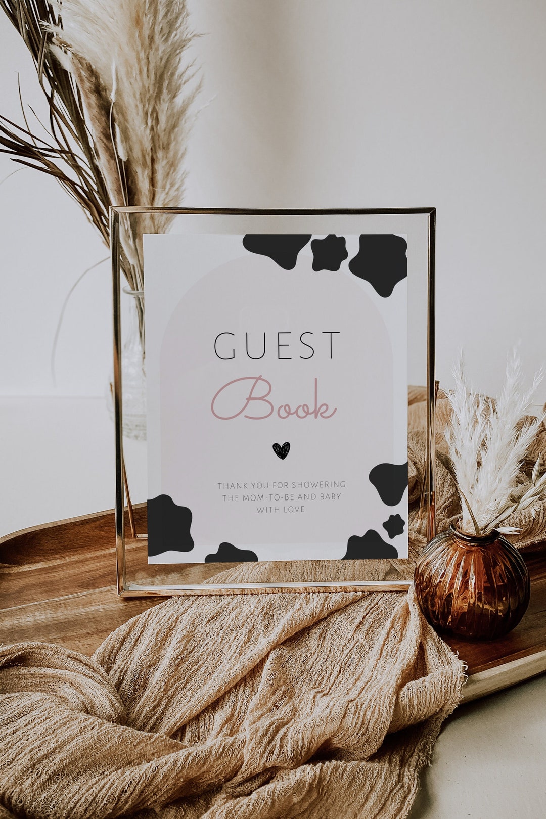 Guest Book Cow Print Party Sign, Farm Theme Birthday Party, Cow Print ...