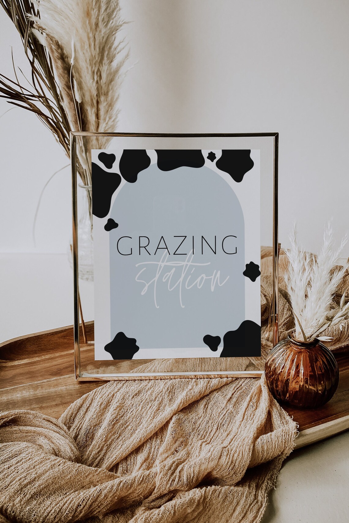 Grazing Station Cow Print Sign, Boy Birthday, Farm Theme Birthday ...