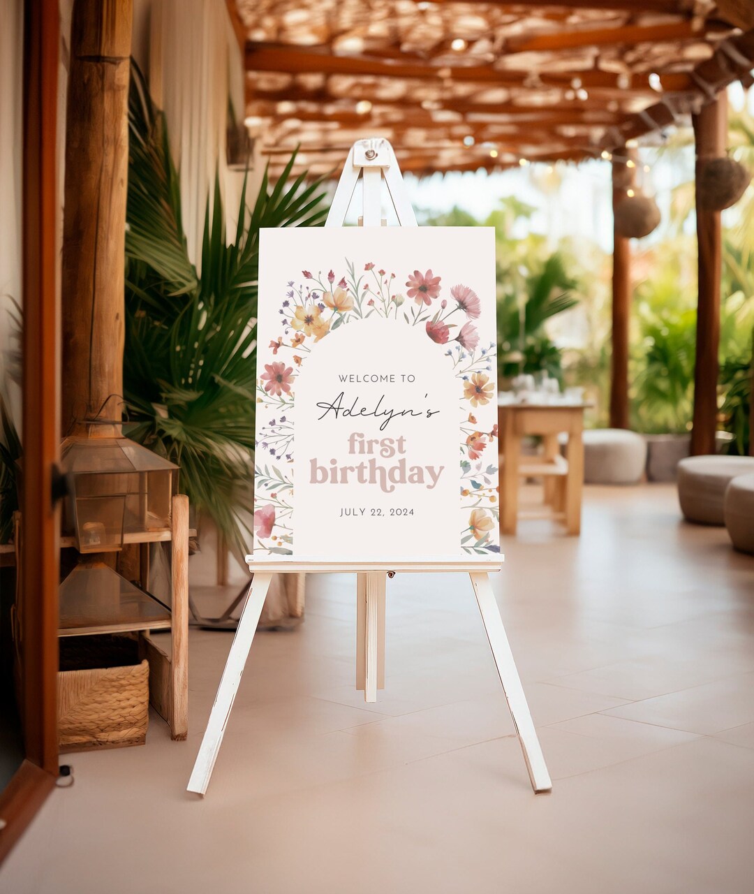 Editable Wildflower Welcome Sign, Little Wildflower Birthday Sign, Boho ...