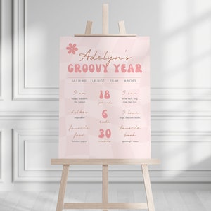 Groovy One Milestone Poster 1st Birthday, Printable Groovy Birthday ...