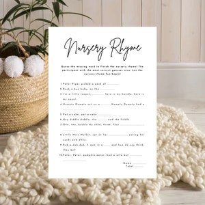 Baby Shower Game Nursery Rhyme | Baby Shower Games Printable | Nursery ...