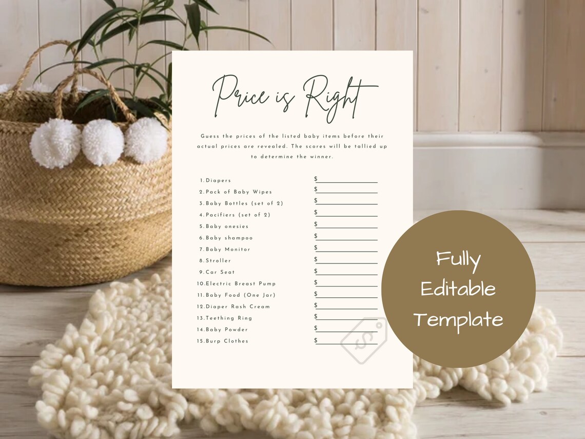 Baby Shower Game Price is Right Baby Shower Games Printable Prince is ...