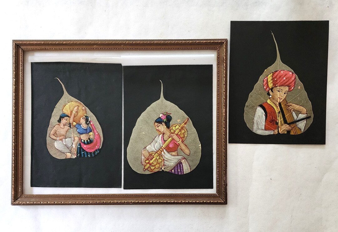 Leaf Painting. Hand-painted Pipal Tree Skeleton Leaf. Indian Art - Etsy