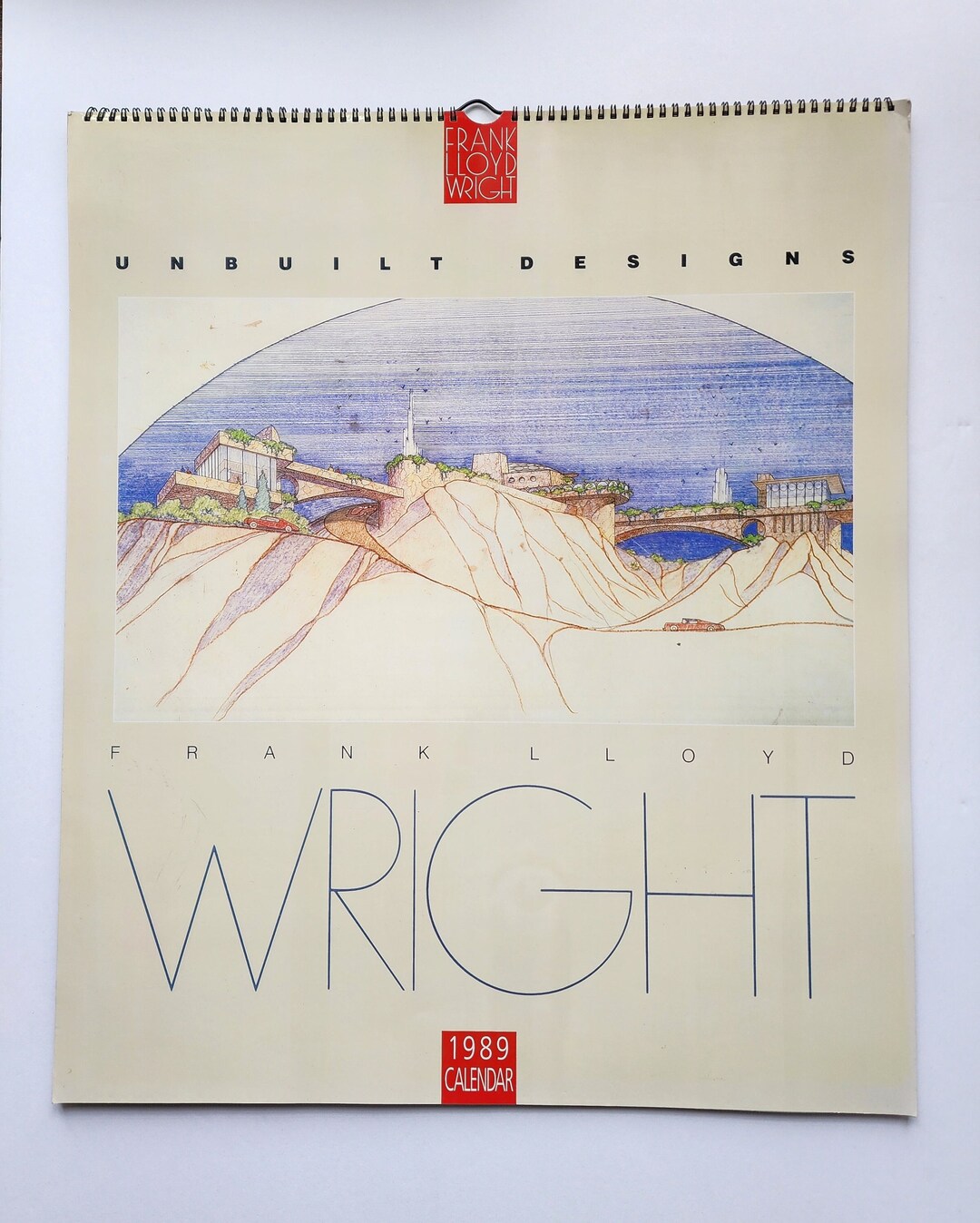 1989 Art Wall Calendar. the Unbuilt Designs, Frank Lloyd Wright. LARGE ...