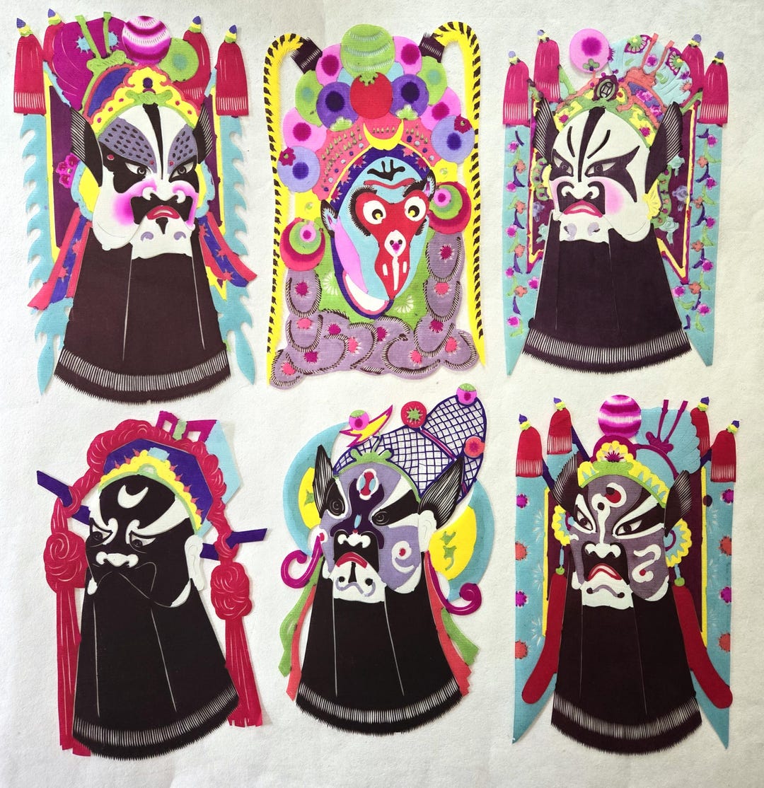 Vintage Chinese Paper Cut. Chinese Opera Character Cut-out - Etsy