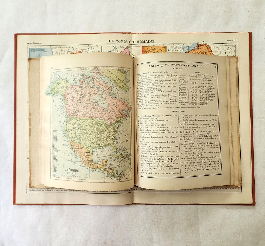 Two Antique French Geography Books: atlas Classique Histoire 1947 ...
