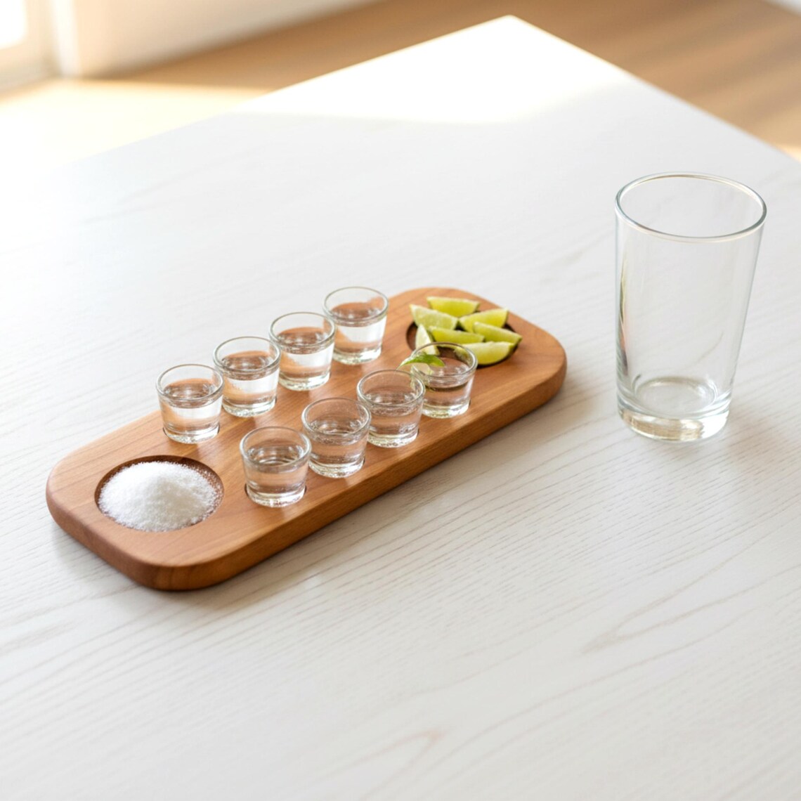 Tequila Shot Flight Board – Handmade Wooden Serving Tray With Salt ...