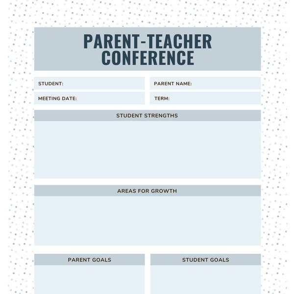 Parent Teacher Conference Template - Etsy