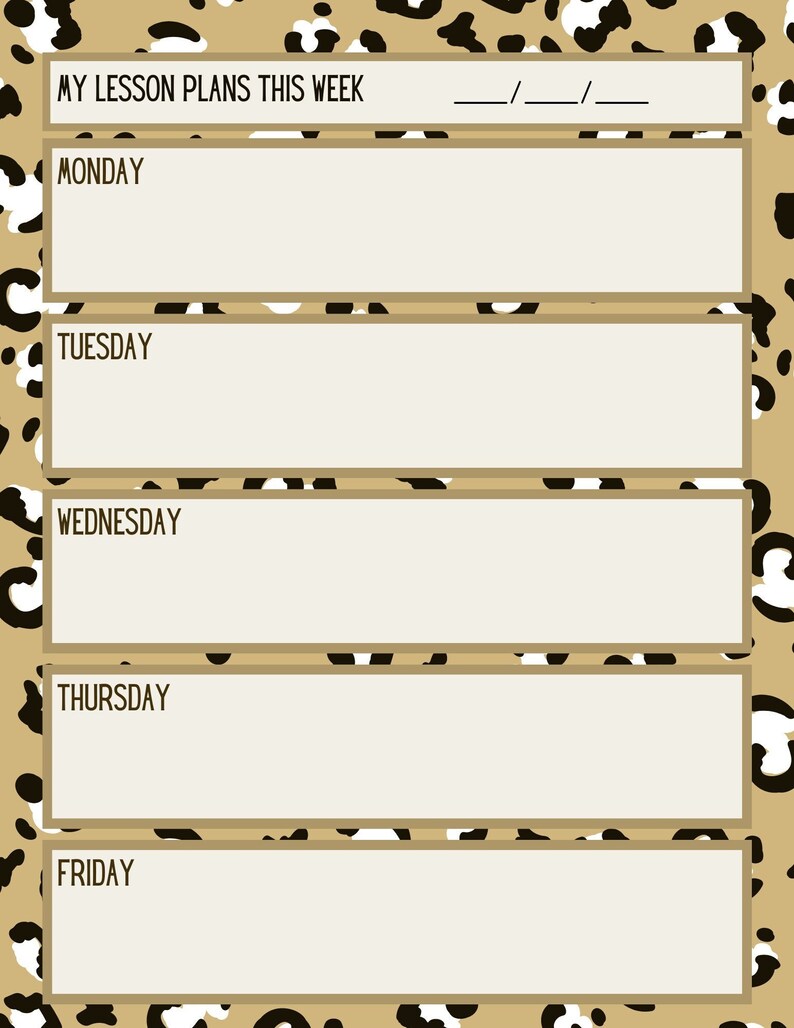 Cheetah Print Lesson Plan for Teachers - Etsy