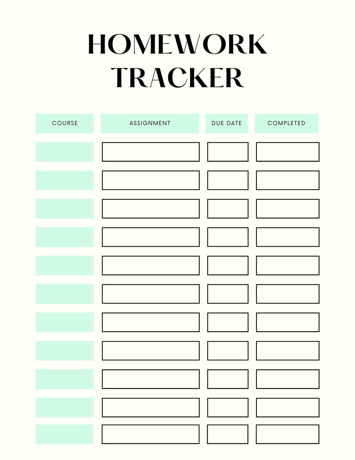 College and School Homework Tracker - Etsy