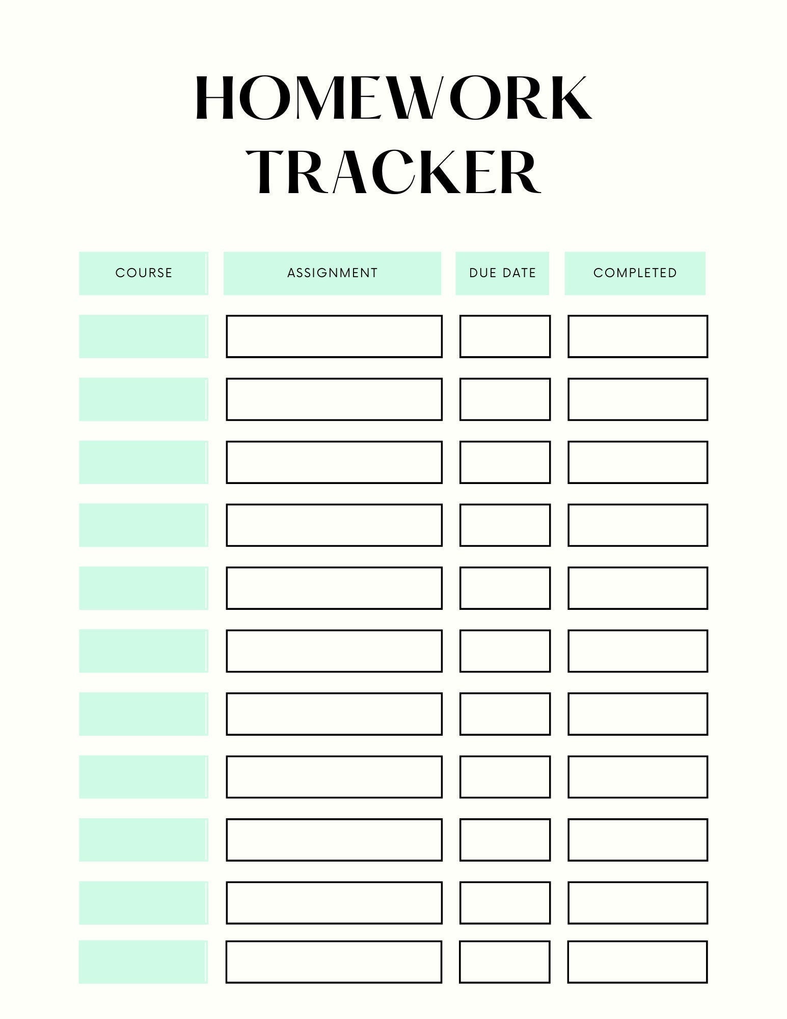 College and School Homework Tracker - Etsy