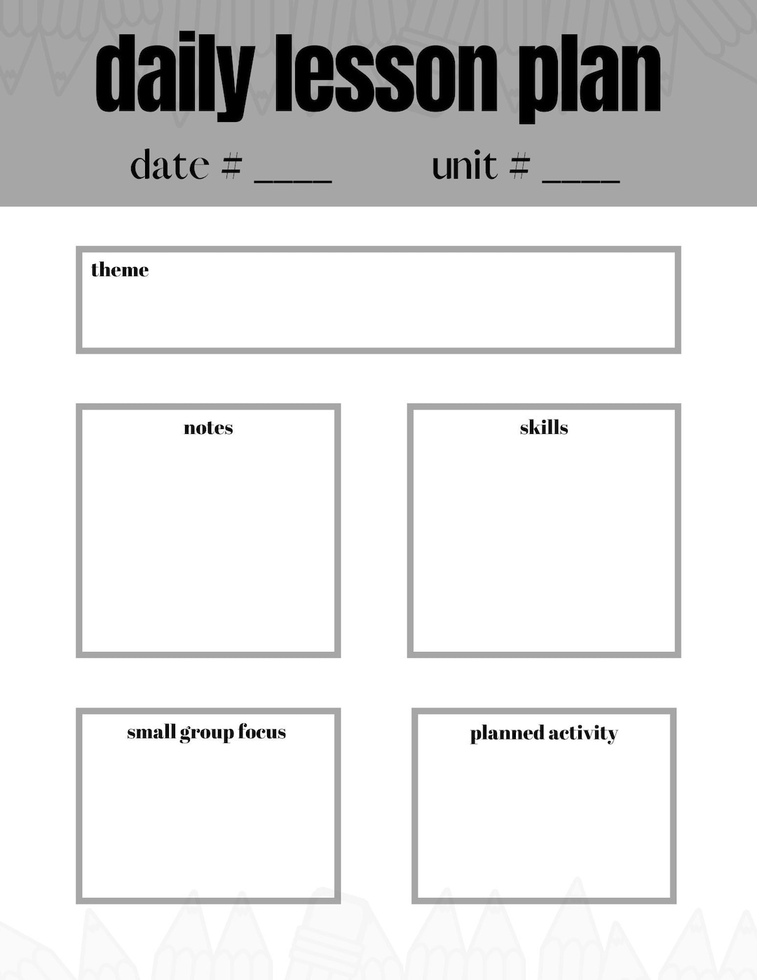 Daily Lesson Plan Template for Educaters - Etsy