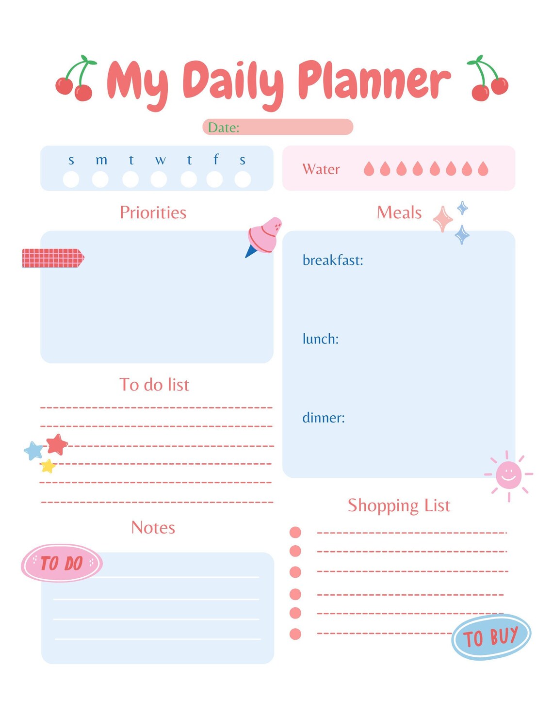 Cute Daily Planner and Task Tracker - Etsy