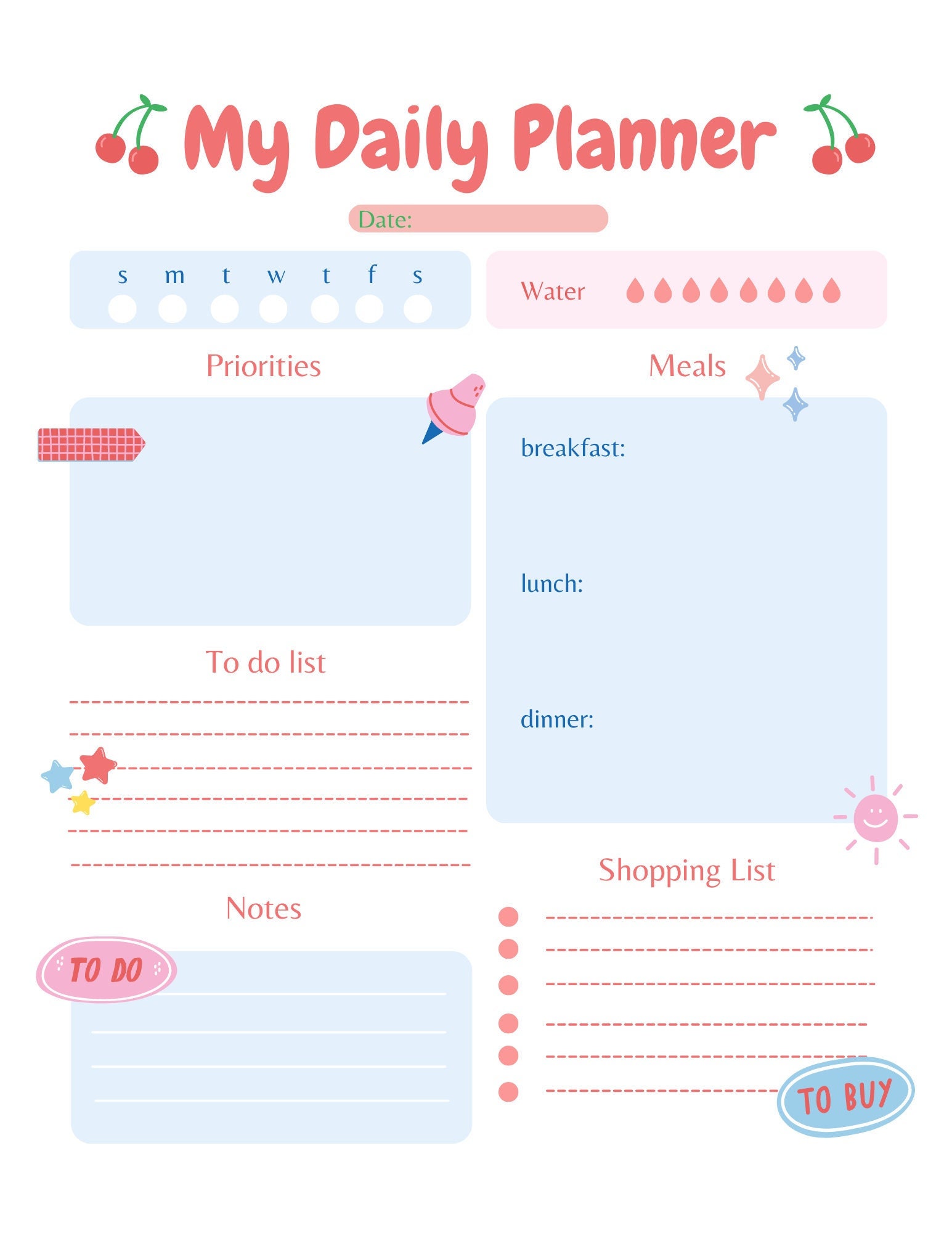 Cute Daily Planner and Task Tracker - Etsy