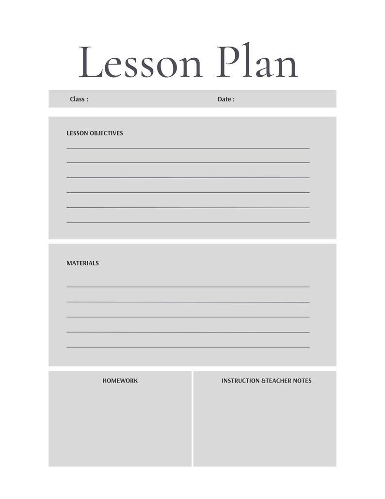 Printable Lesson Plan Planner - Etsy