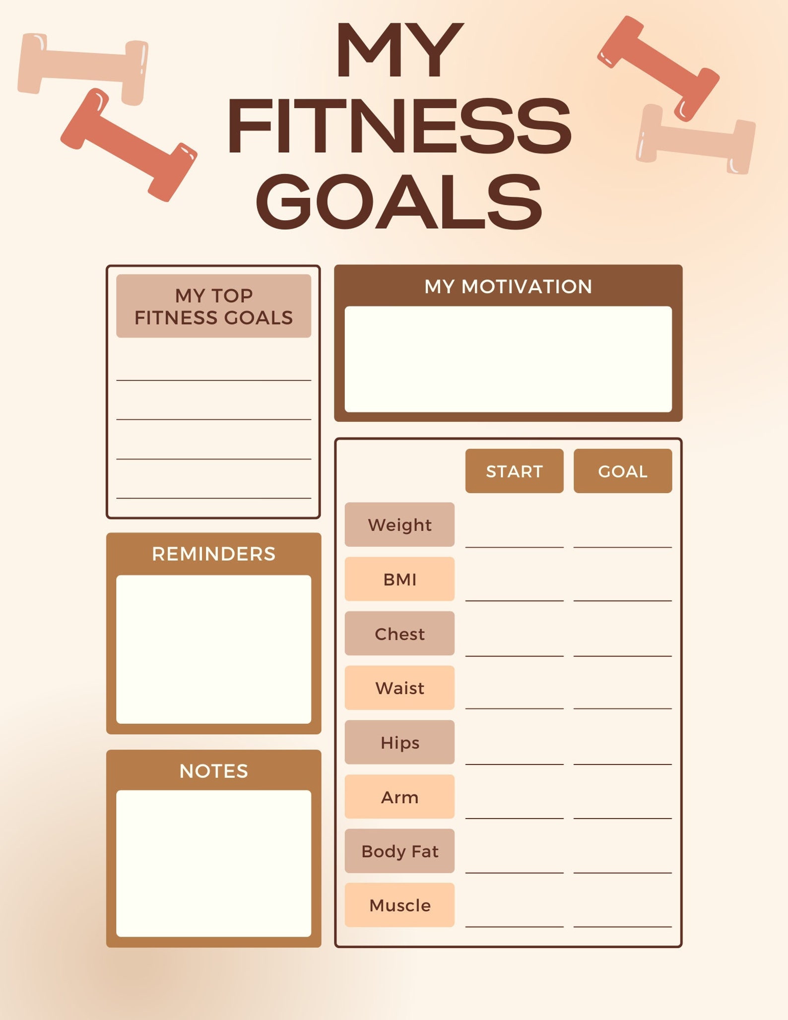 Printable Fitness Tracker - Etsy