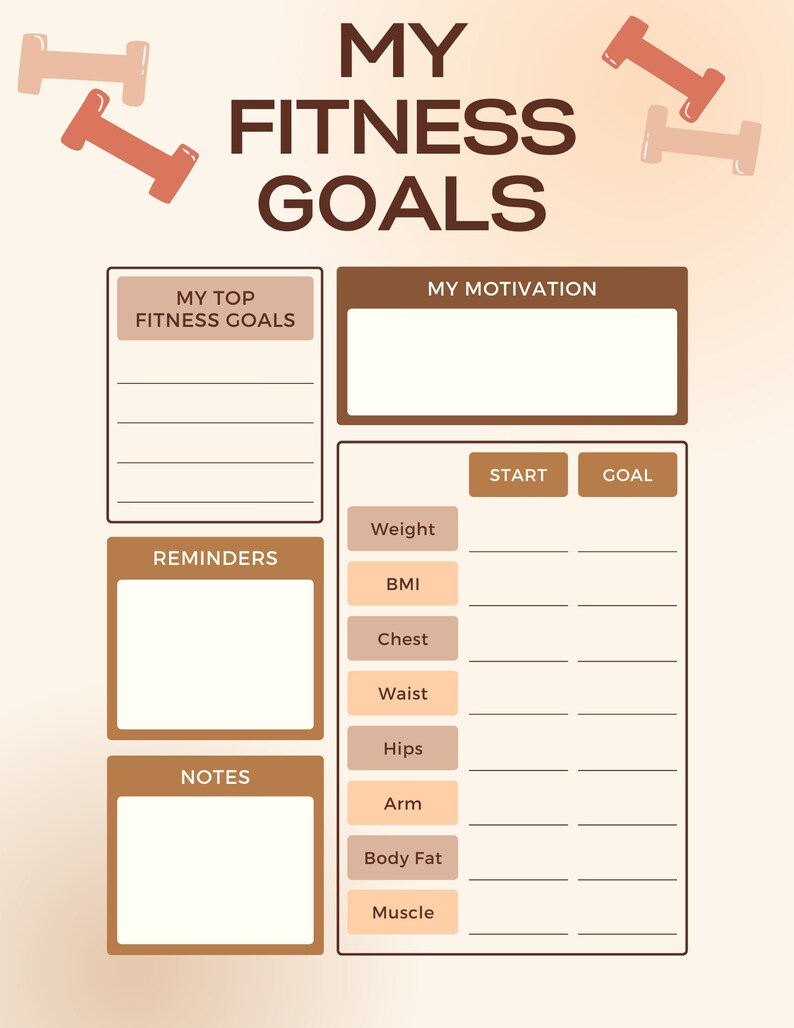 Printable Fitness Tracker - Etsy