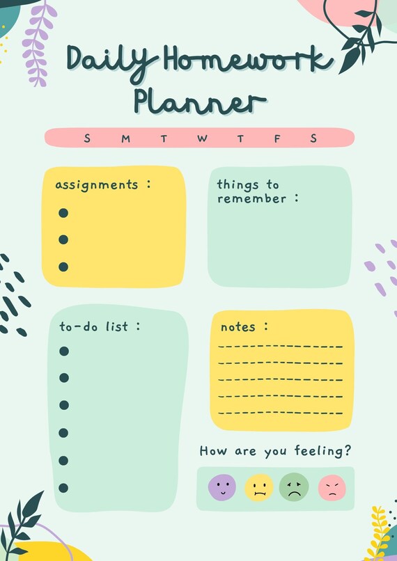 Homework Tracker and Study Planner - Etsy