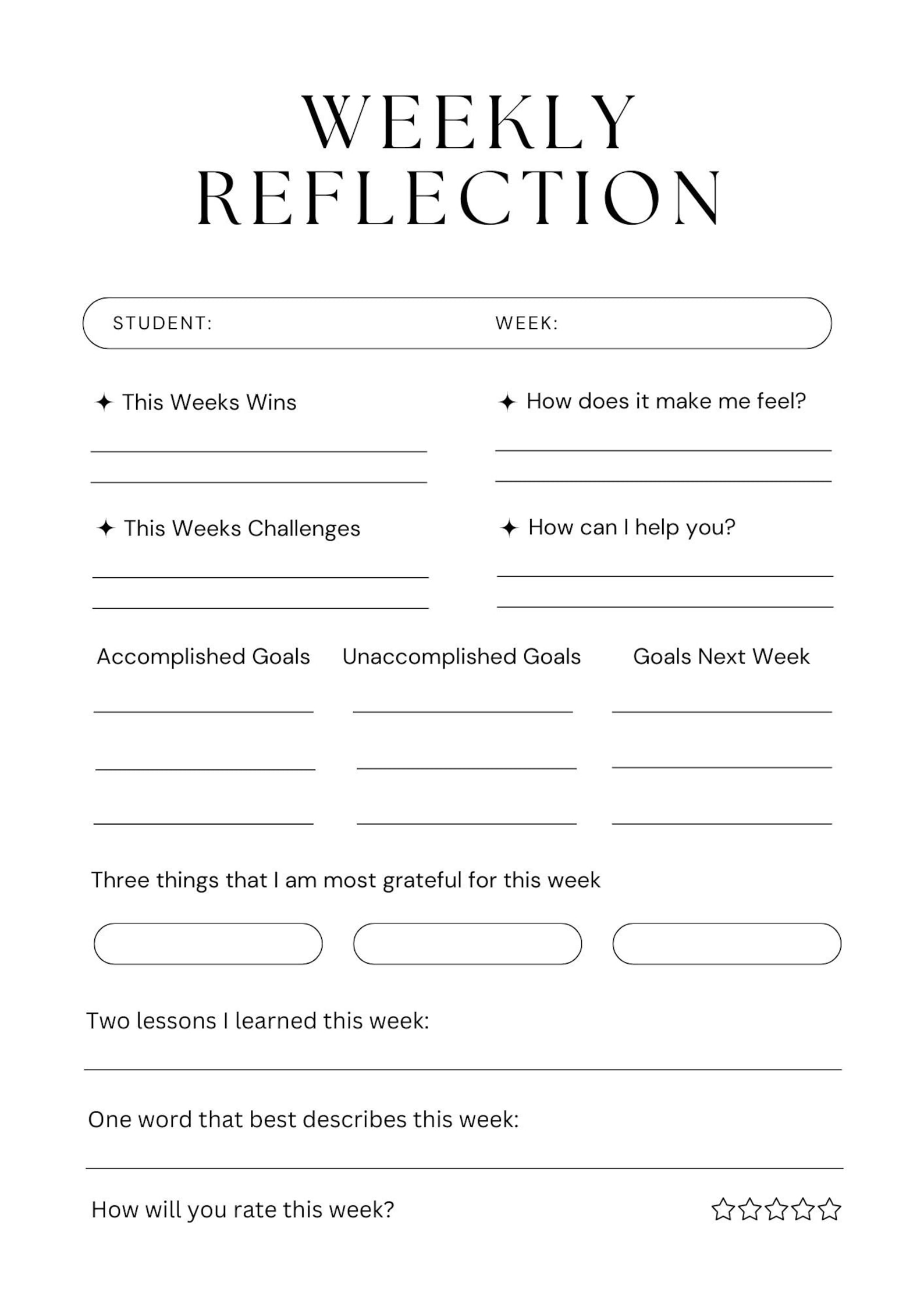 Student Weekly Reflection - Etsy