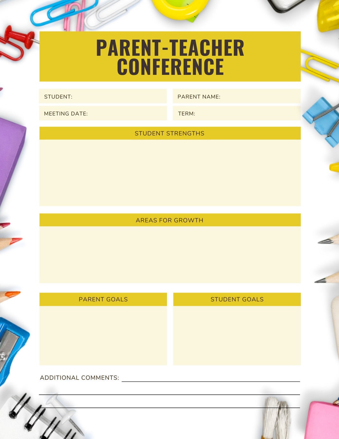 Parent Teacher Conference Template - Etsy