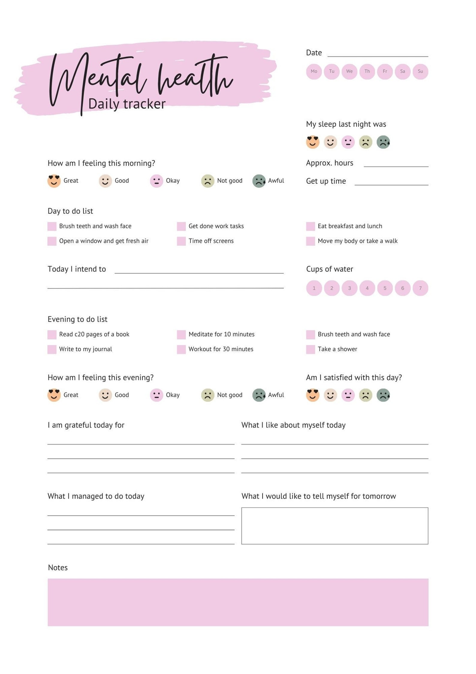 Daily Mental Health Journal - Etsy