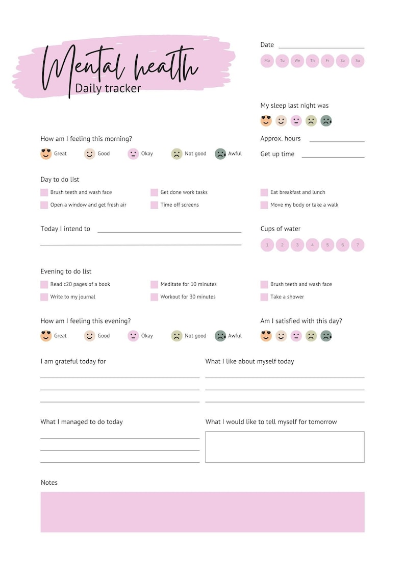 Daily Mental Health Journal - Etsy