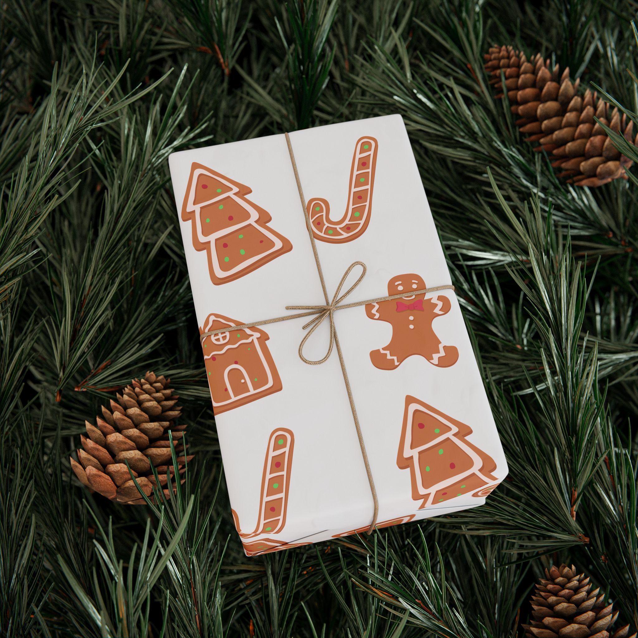 Gingerbread Themed Wrapping Paper, Holiday Gift Wrap, Christmas ...