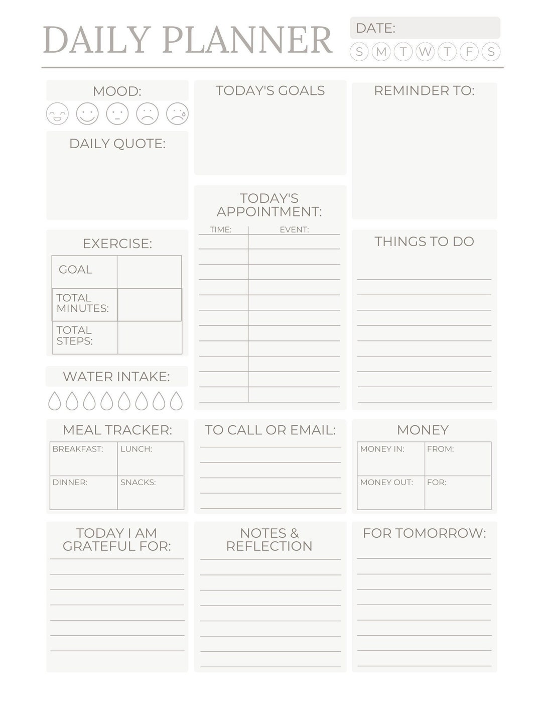 Daily Planner Template - Etsy