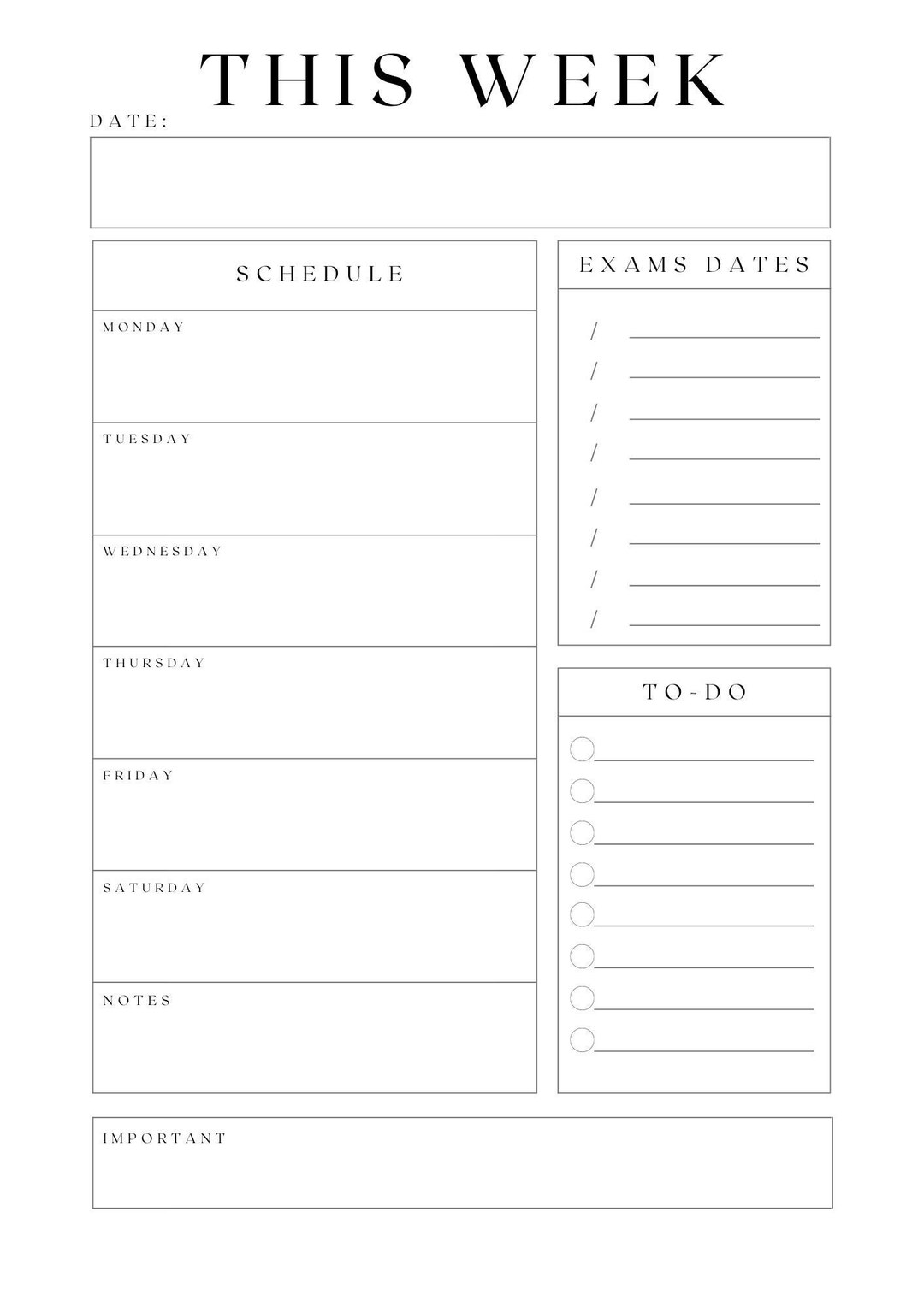 Printable College Class Schedule Planner - Etsy