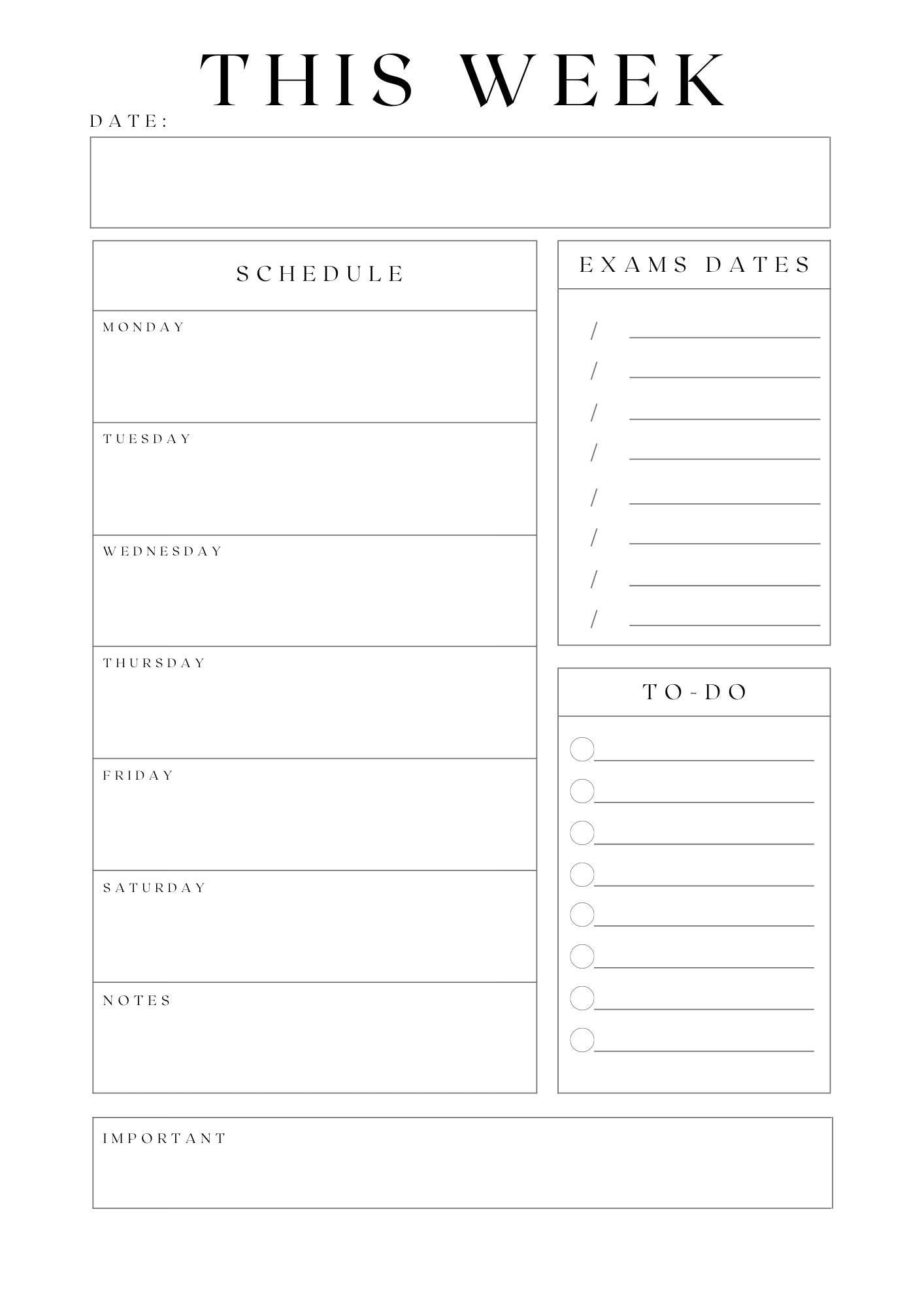 Printable College Class Schedule Planner - Etsy