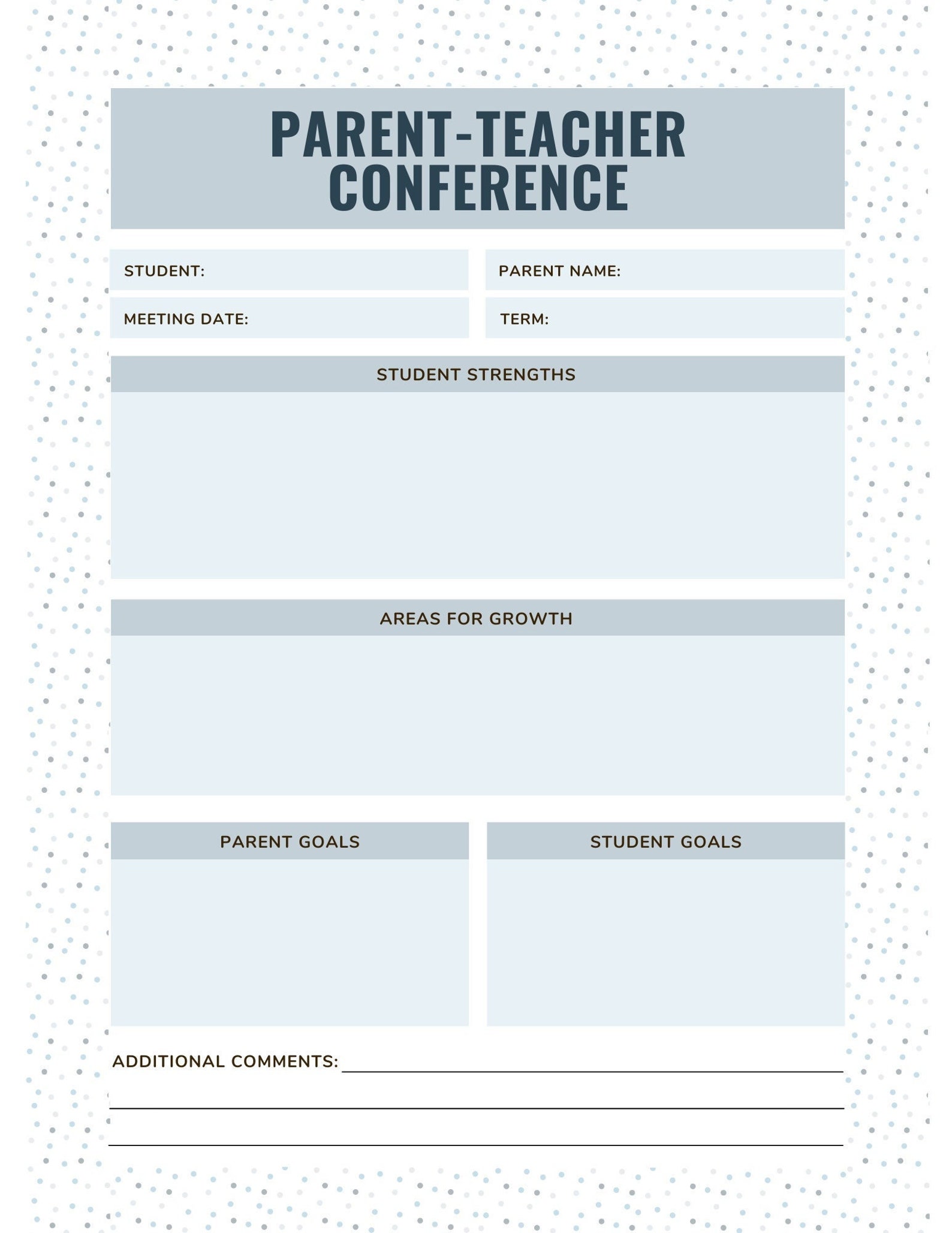 Parent Teacher Conference Template - Etsy