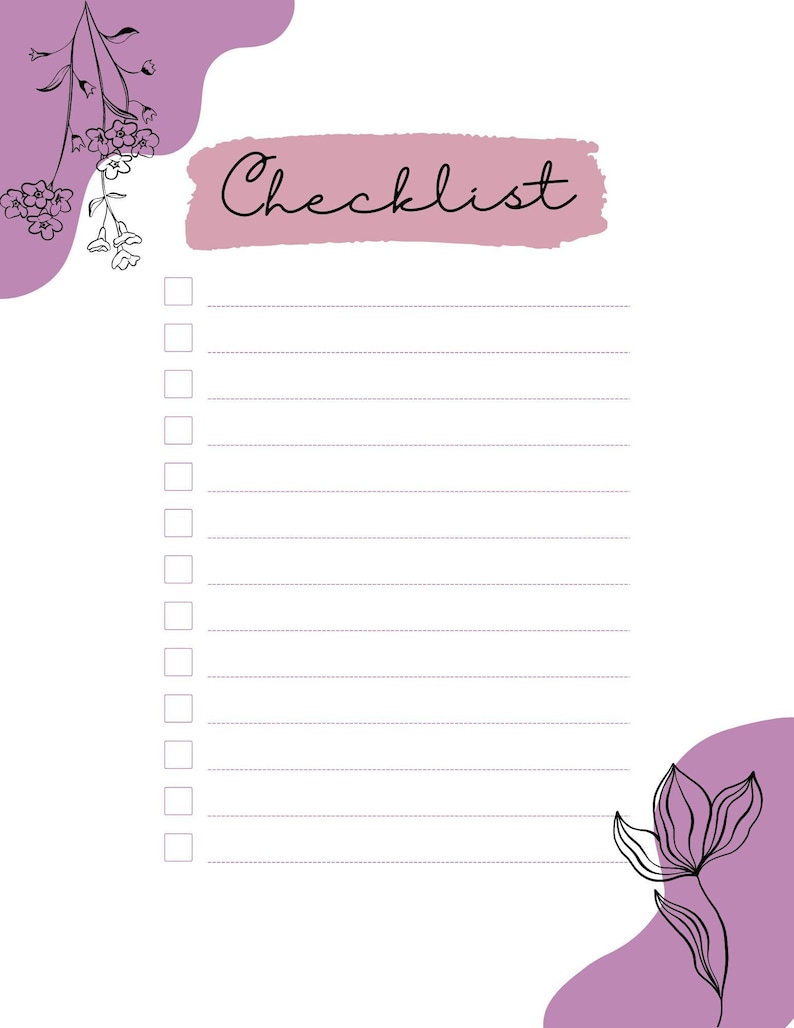Cute and Simple All Purpose Checklist Template - Etsy