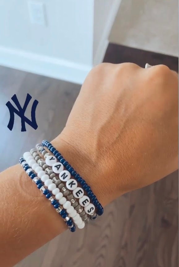 New York Yankees Bracelet Stack Yankees Customizable Etsy