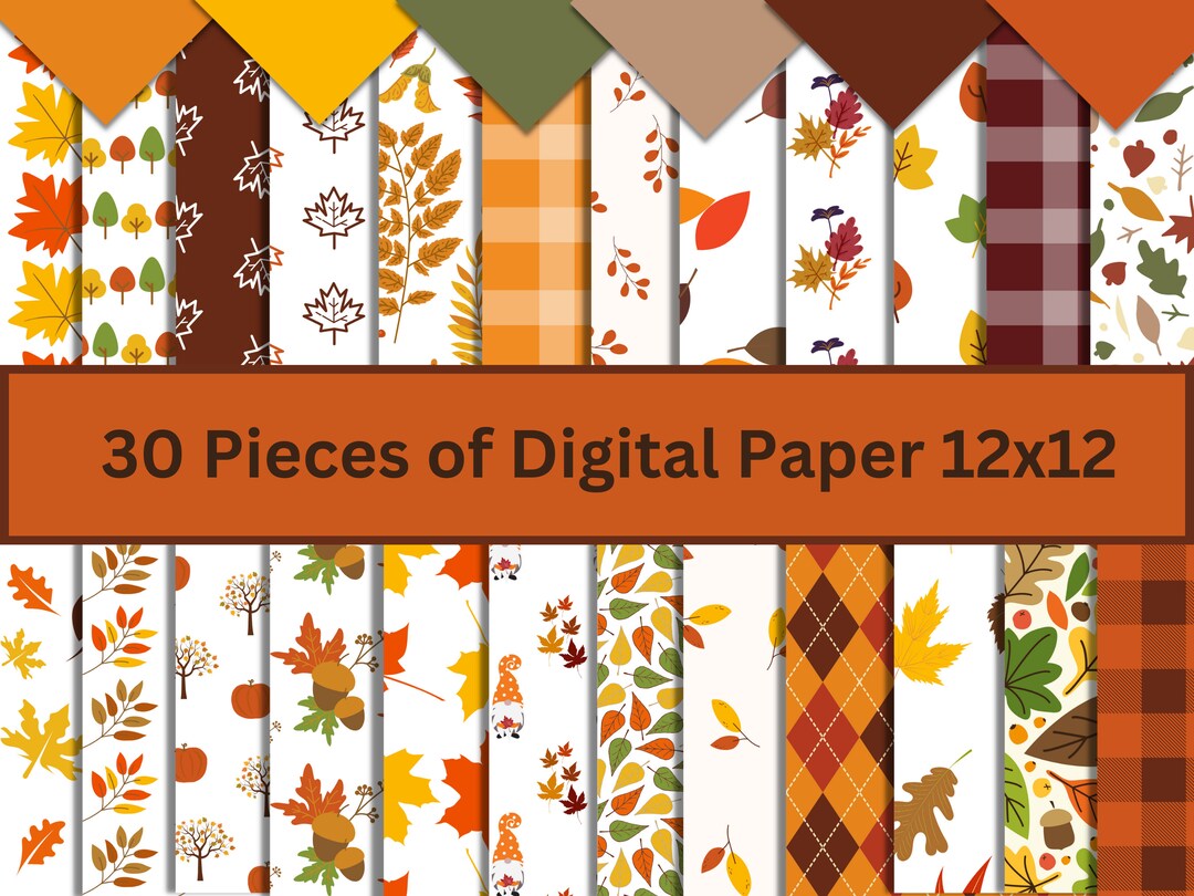 12" X 12" Digital Papers (fall Leaves) - Etsy