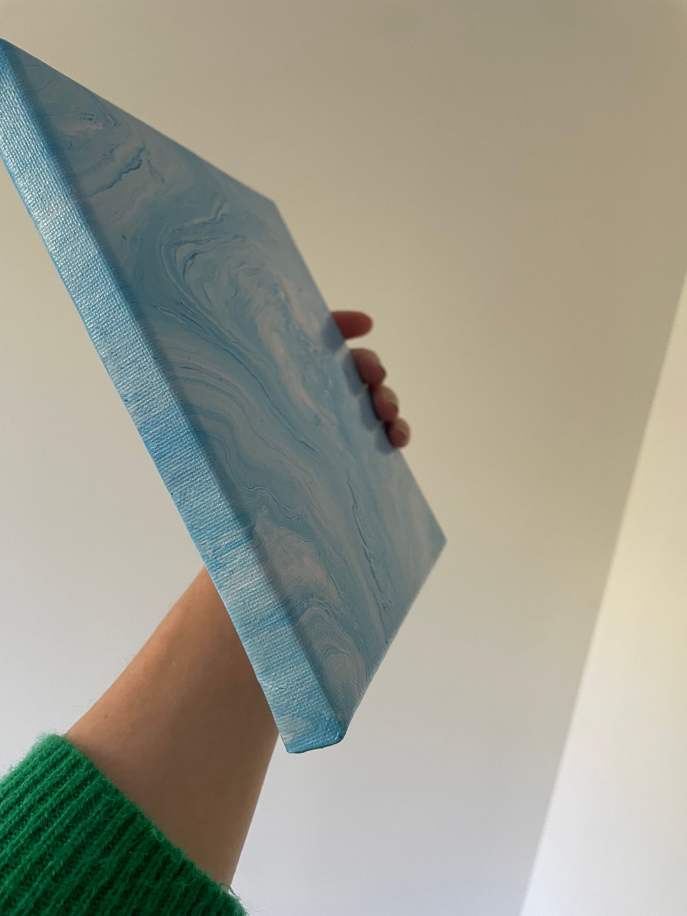Painting Small Square Light Blue Abstract, Sky Blue Wall Decoration ...