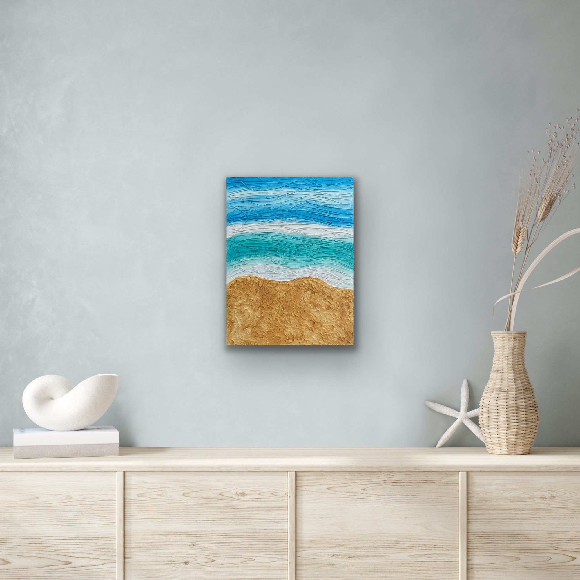 Beach Painting, Original Textured Coastal Painting, 3D Texture Wall Art ...
