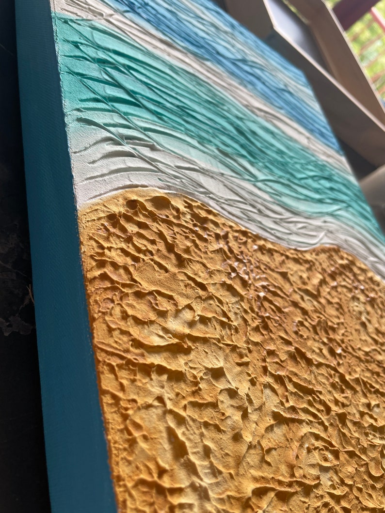 Beach Painting, Original Textured Coastal Painting, 3D Texture Wall Art ...