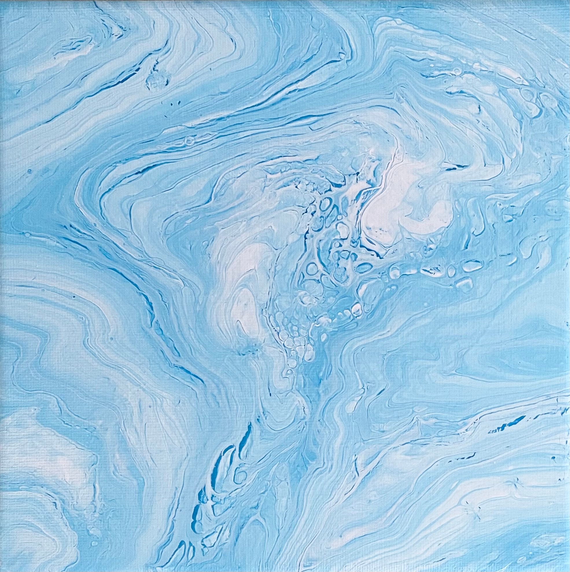 Painting Small Square Light Blue Abstract, Sky Blue Wall Decoration ...