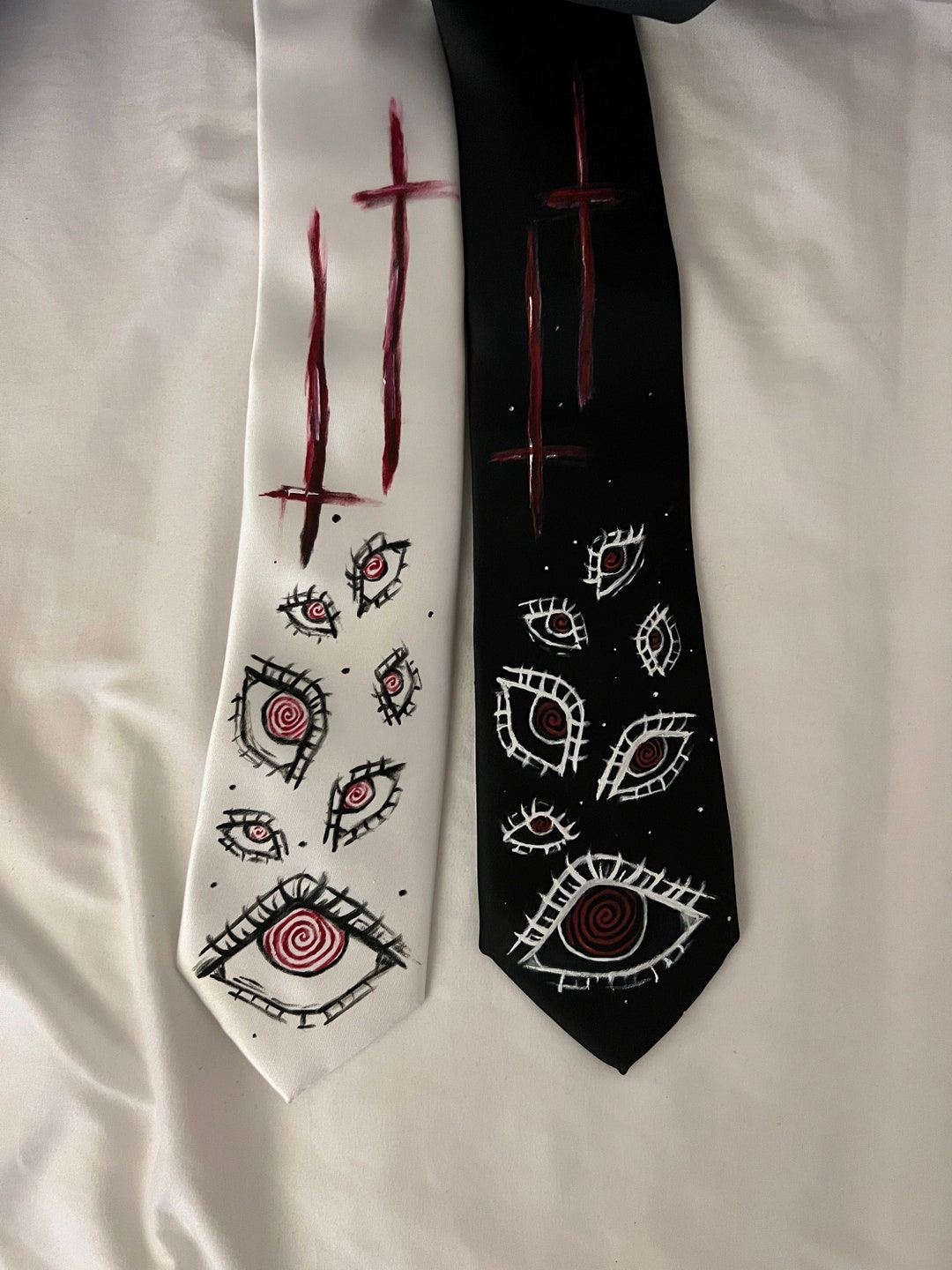 Hand Painted Tie eyes on Me Black and White - Etsy