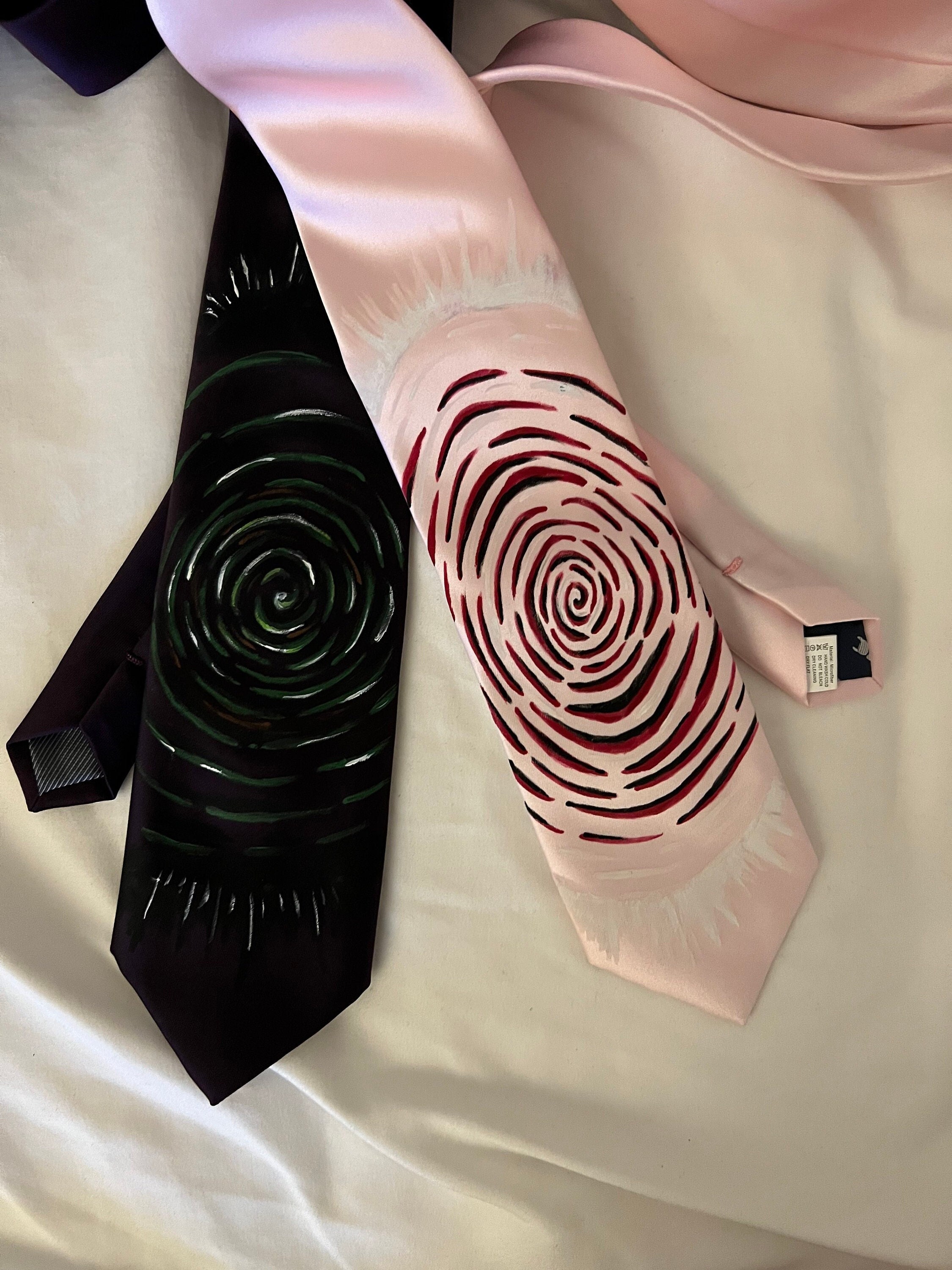 Hand Painted Tie spiraling purple and Pink - Etsy