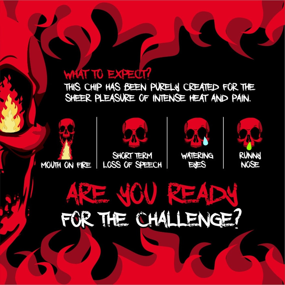 1X CHIP CHALLENGE World's Hottest Tortilla Chilli Chip Carolina Reaper ...