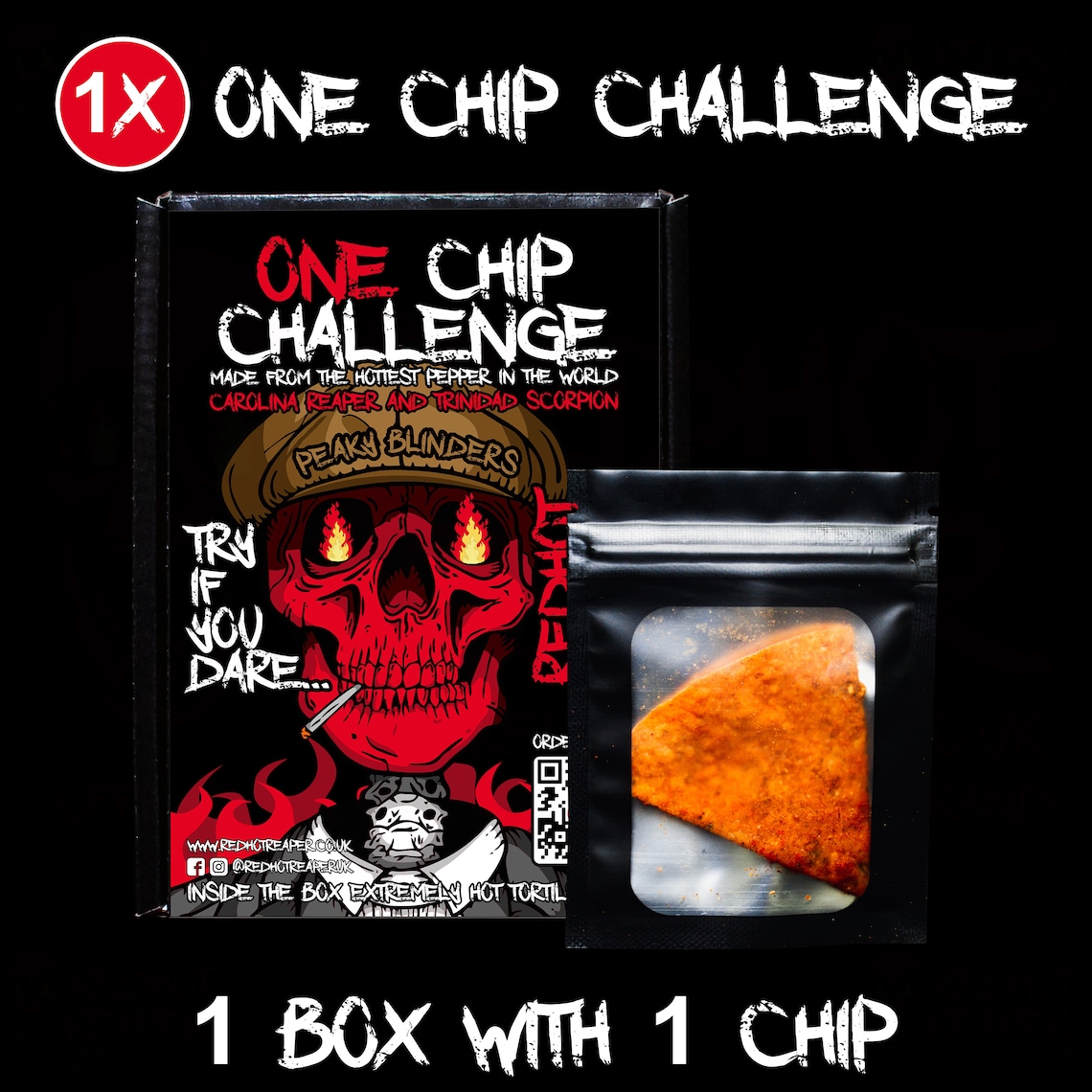 1X CHIP CHALLENGE - Peaky Blinders World's Hottest Tortilla Chilli Chip ...