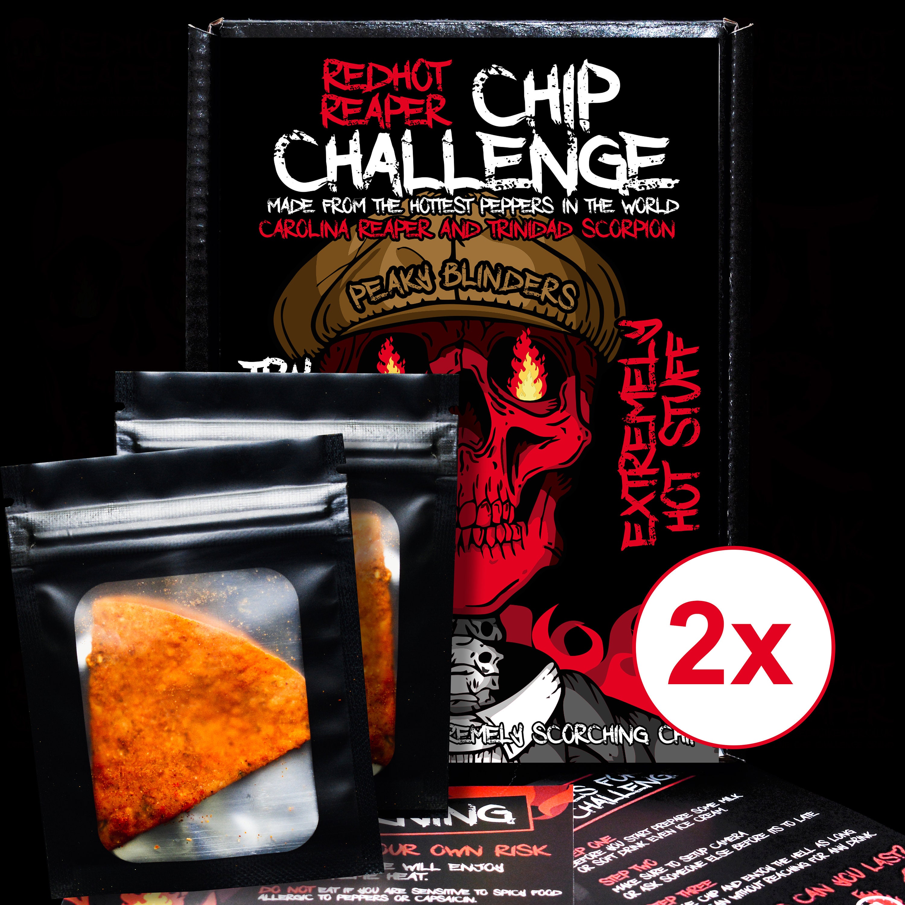 2X CHIP CHALLENGE Peaky Blinders World's Hottest Tortilla Chilli Chip ...