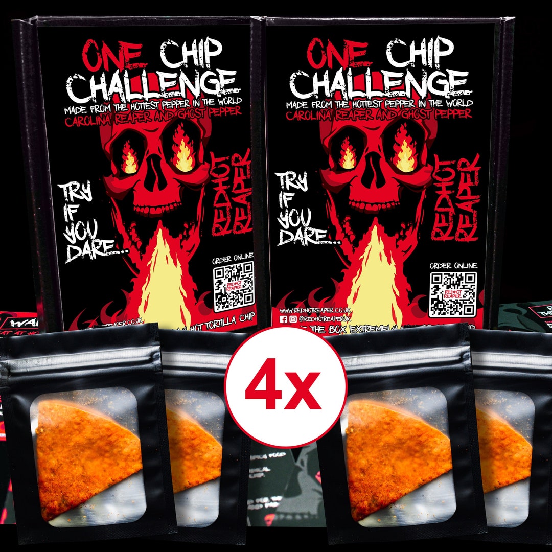 4X ONE CHIP CHALLENGE Original World's Hottest Tortilla Chilli Chip ...