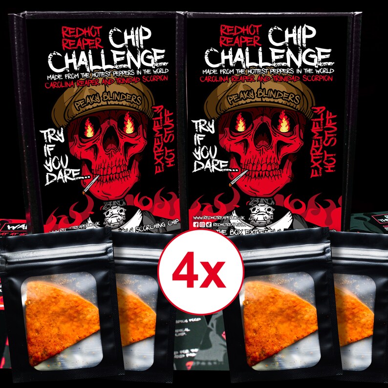 4X CHIP CHALLENGE Peaky Blinders World's Hottest Tortilla Chilli Chip ...